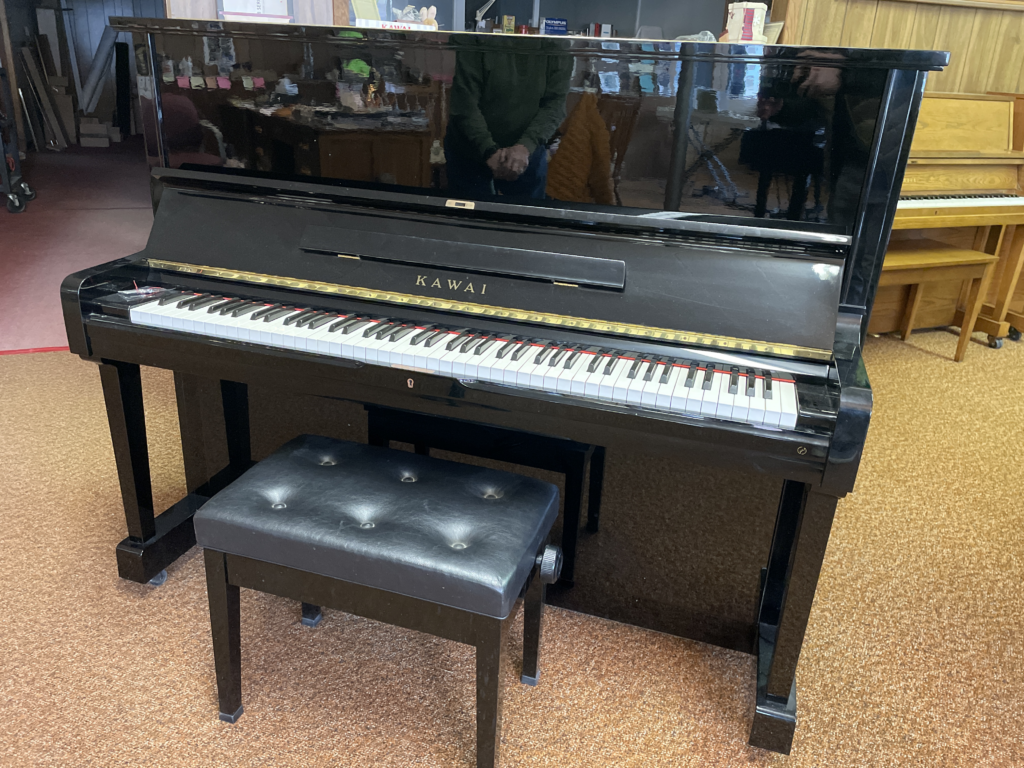 Kawai 48″ Professional Upright with adjustable artist bench in ebony polished case – Dewey ...